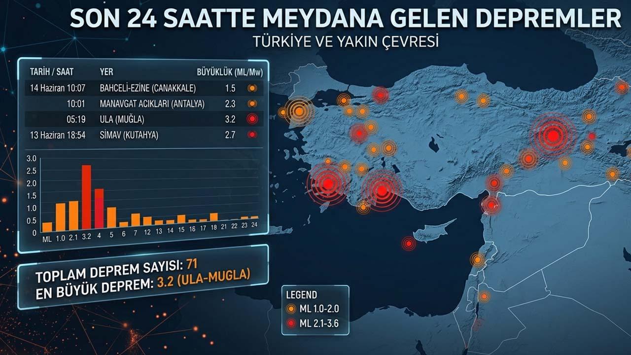 Kandilli ve AFAD'a göre son deprem listesi 14 Haziran 2026! Az önce ...